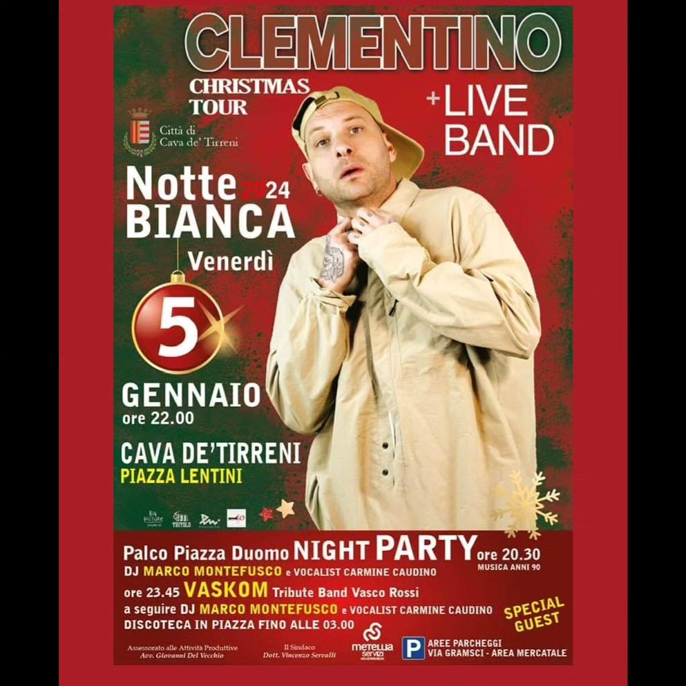 Notte bianca 2024, tutto pronto per il concerto di Clementino - Rtc ...